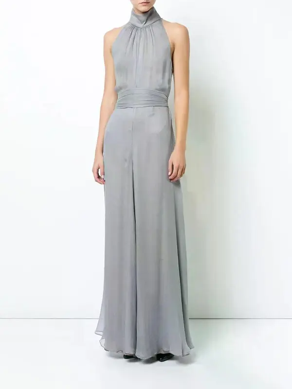 Voz Tie Waist Draped Jumpsuit - Grey