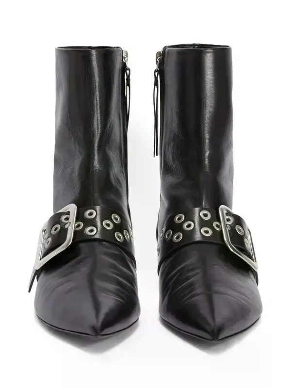 JIL SANDER Leather Ankle Boots With Buckle Detail