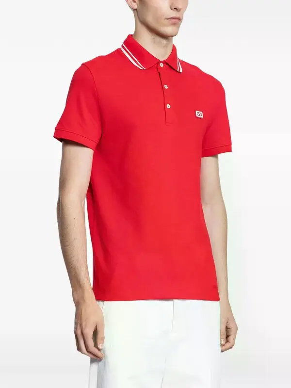 Valentino Garavani Cotton Piqué Polo Shirt With Vlogo Patch