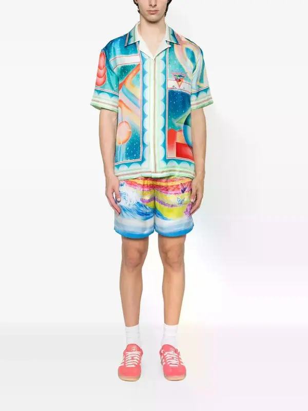 Casablanca Galaxy Court Geometric-print Silk Shirt - Blue