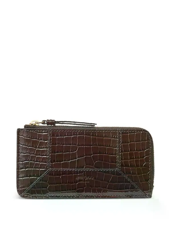 JIMMY CHOO Lise-z Crocodile-effect Zip-around Wallet - Brown