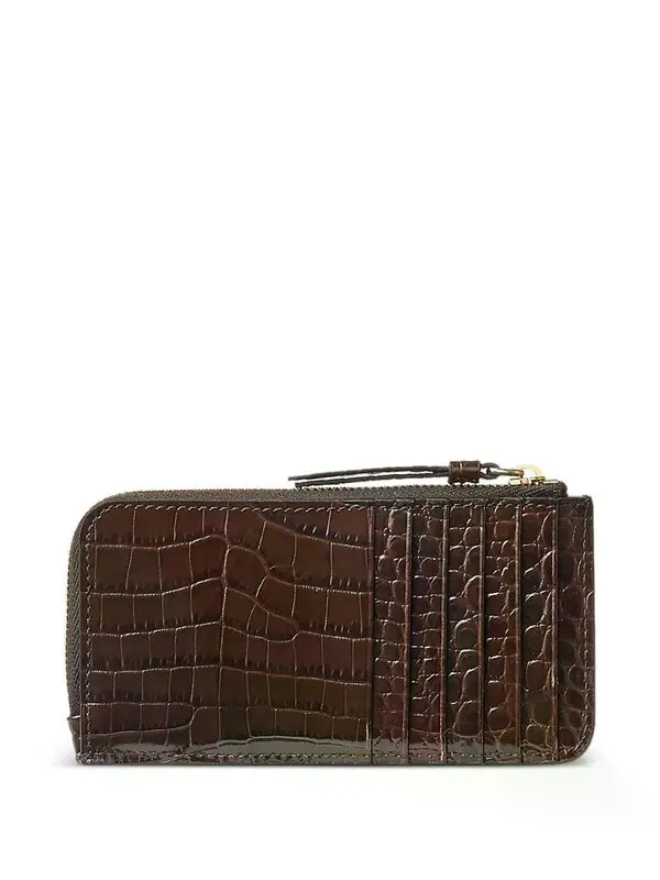 JIMMY CHOO Lise-z Crocodile-effect Zip-around Wallet - Brown