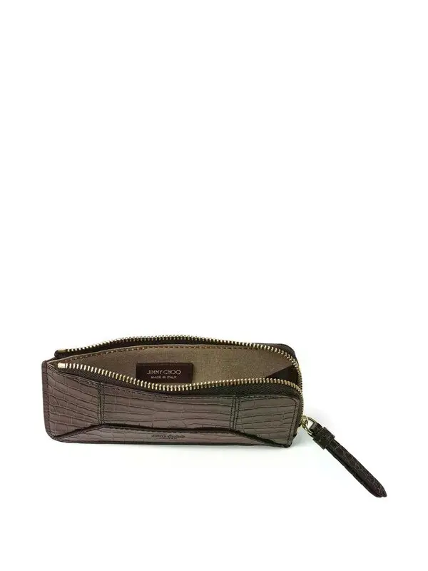 JIMMY CHOO Lise-z Crocodile-effect Zip-around Wallet - Brown