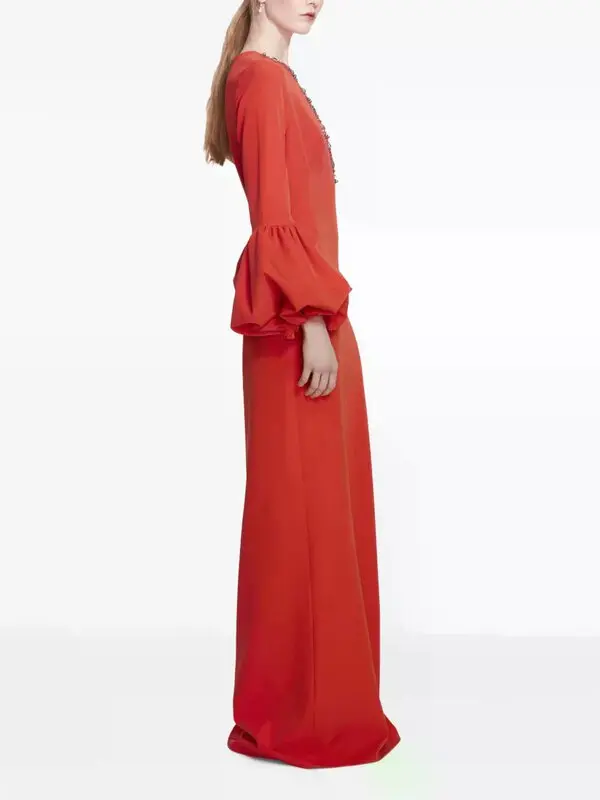 Marchesa Puff-sleeve Column Gown