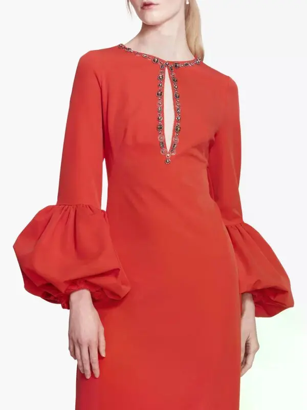 Marchesa Puff-sleeve Column Gown