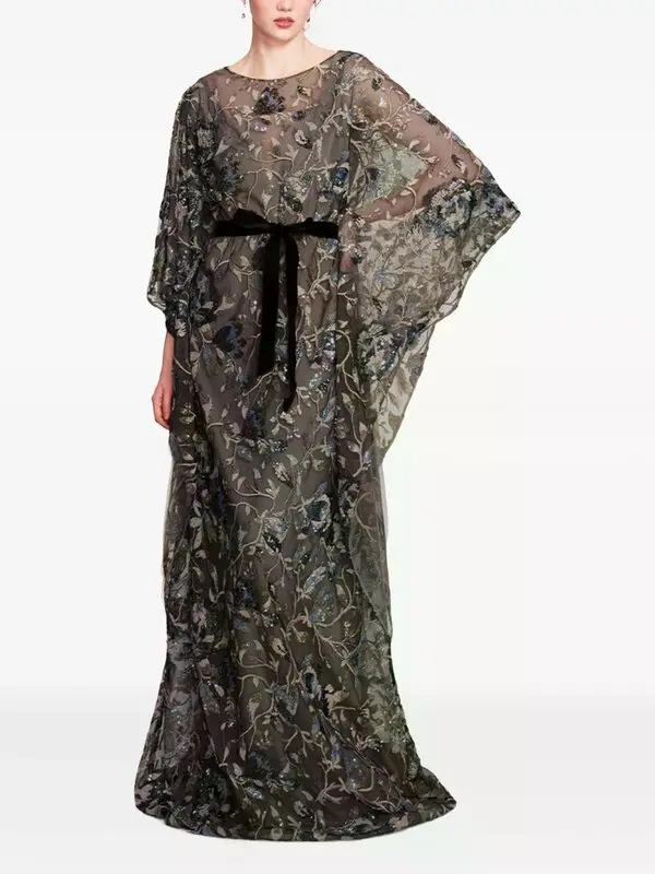 Marchesa Climbing Vines Kaftan Dress - Black