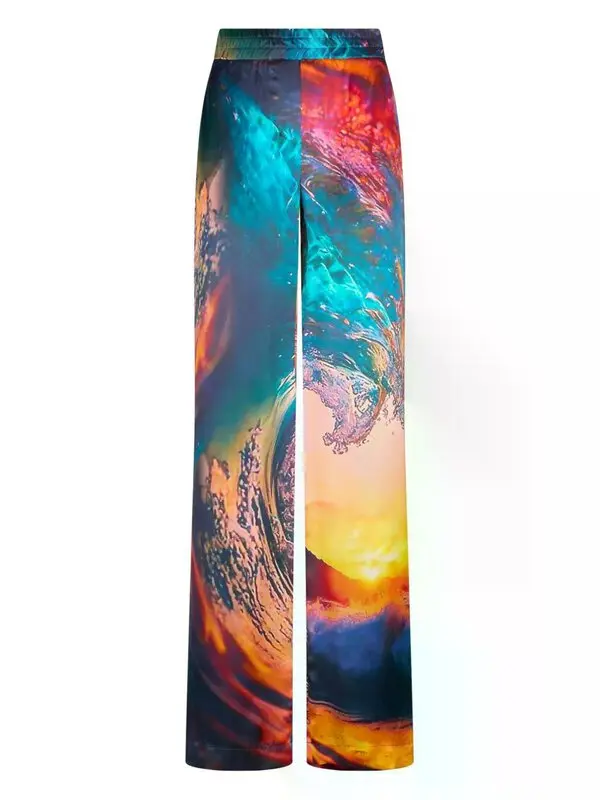 Roberto Cavalli Wave-print Wide Leg Trousers