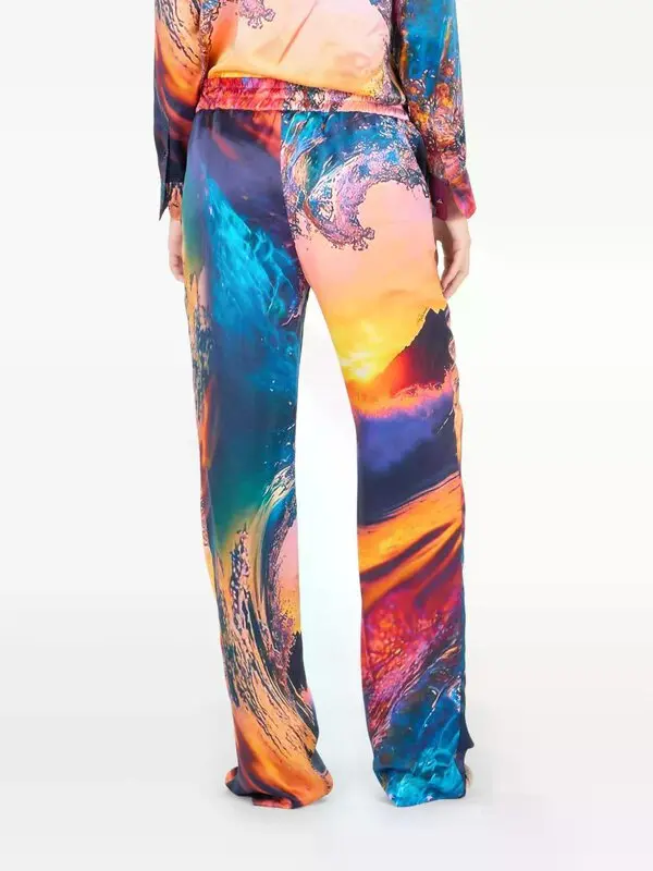 Roberto Cavalli Wave-print Wide Leg Trousers