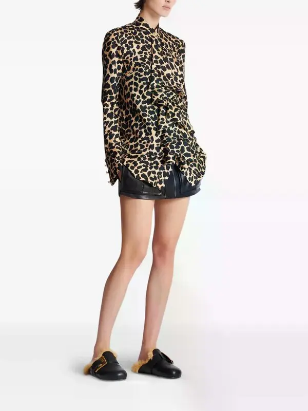 Balmain Ruffled Leopard-print Shirt