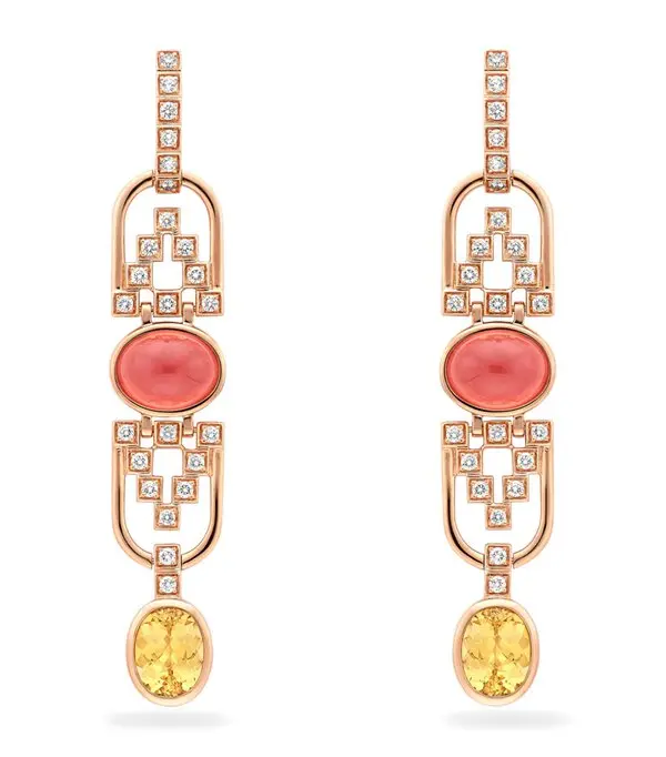 BOODLES Diamond, Topaz And Rhodochrosite Kasbah Atlas Mountains Earrings - Rose Gold