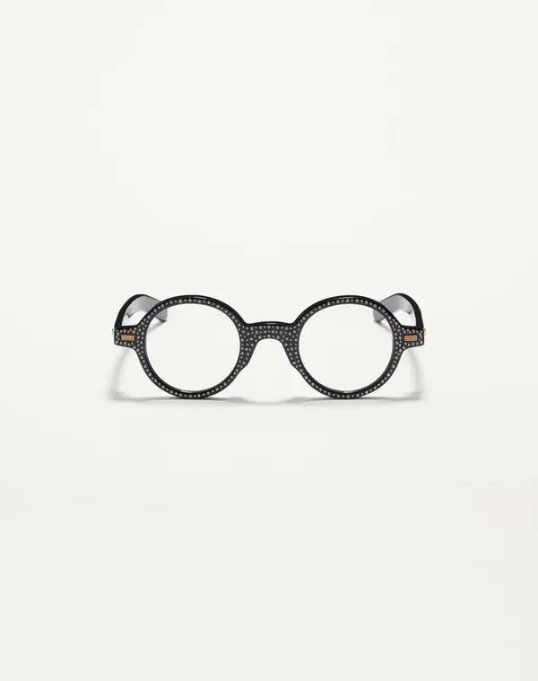 Valentino Garavani Round Frame Eyeglasses With Crystals - Black/crystal