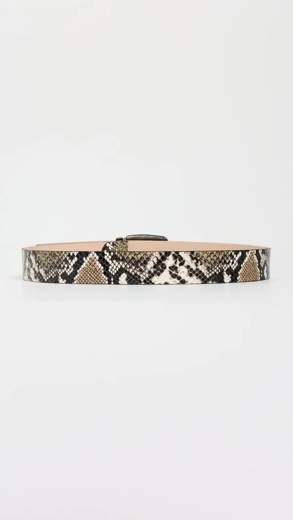 L'Agence Milou Domed Croc Embossed Belt - Dark Snake Embossed