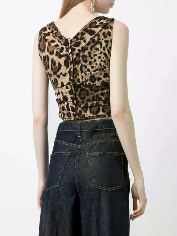 Dolce & Gabbana Leopard-print Draped Crop Top