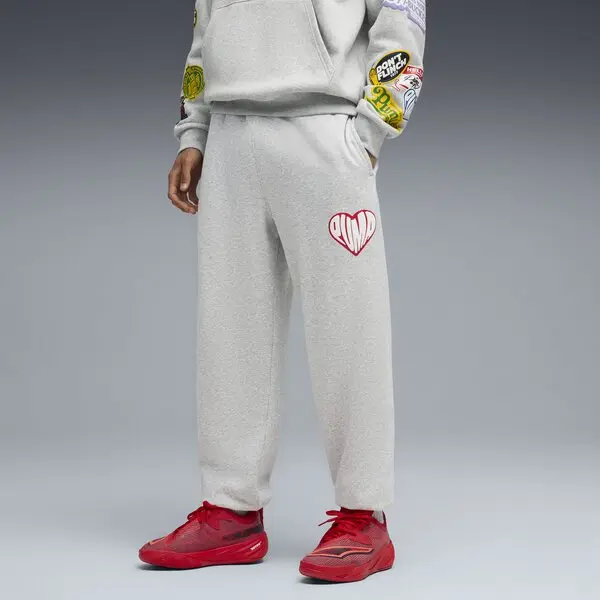 PUMA Sticker Pack Basketball Sweatpants - Light Gray Heather