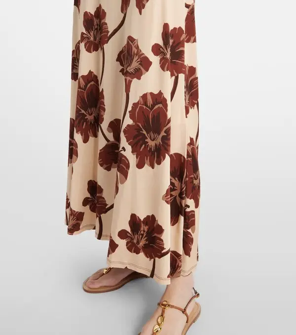 Johanna Ortiz Floral Jersey Midi Dress - Beige