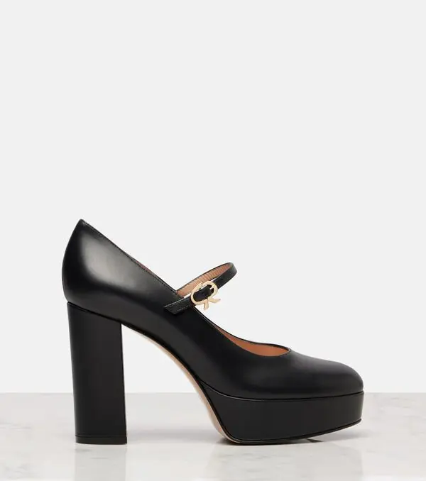 GIANVITO ROSSI Leather Platform Mary Jane Pumps