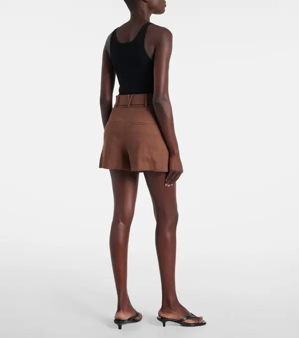 Veronica Beard Piper Belted Linen-blend Shorts