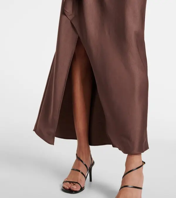 Simkhai Talita Draped Satin Wrap Dress - Brown