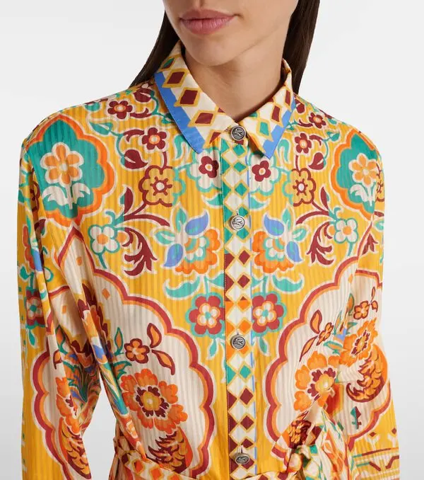 Etro Printed Cotton And Silk Midi Dress