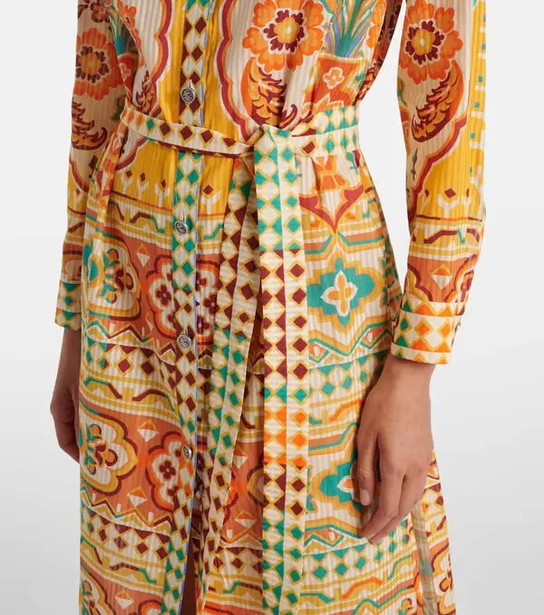 Etro Printed Cotton And Silk Midi Dress