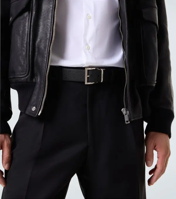 Prada Saffiano Reversible Leather Belt - Black