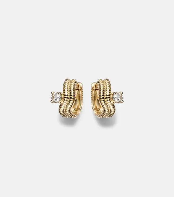 STONE AND STRAND 14kt Yellow Huggie Earrings With Diamonds - Gold