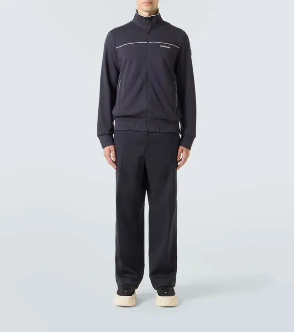 Moncler Technical Jersey Zip-up Sweatshirt