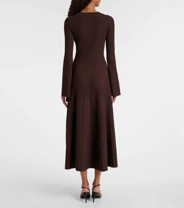 Simkhai Genna Ribbed-knit Midi Dress - Brown