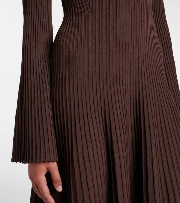 Simkhai Genna Ribbed-knit Midi Dress - Brown
