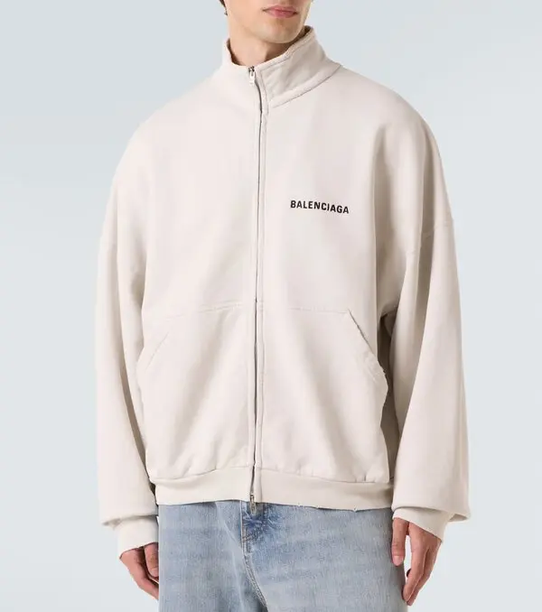 Balenciaga Logo Cotton Jersey Track Jacket