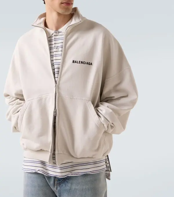 Balenciaga Logo Cotton Jersey Track Jacket