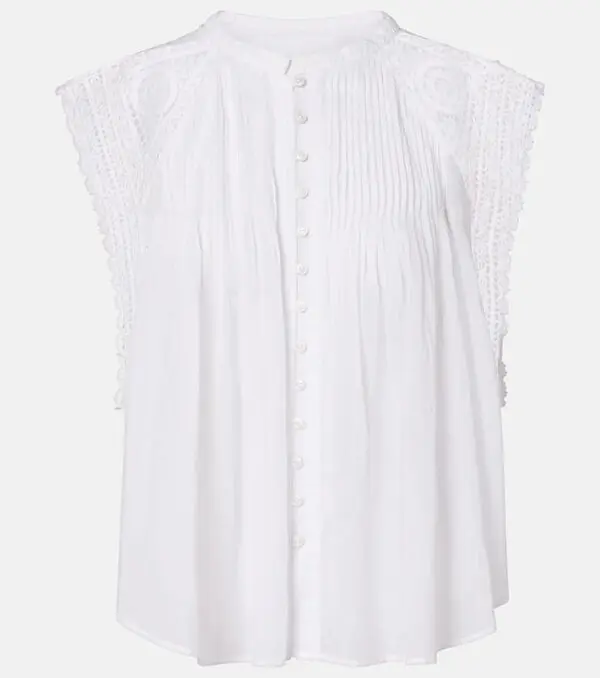 MARANT ETOILE Grecia Lace-trimmed Cotton Blouse - White