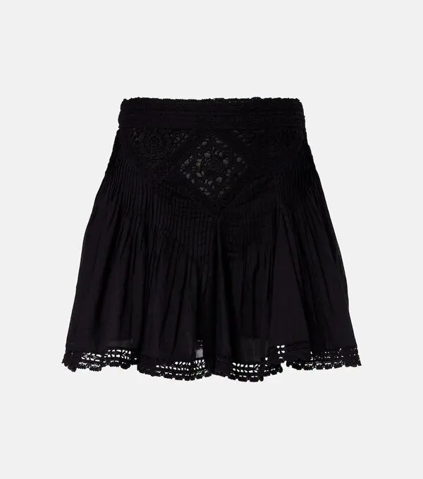 MARANT ETOILE Goldie Lace-trimmed Organic Cotton Miniskirt - Black