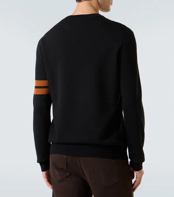 Zegna Striped Wool Crewneck Sweater - Black