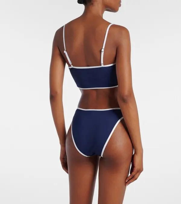 Polo Ralph Lauren High Leg Scoop Logo Bikini Bottoms - Blue