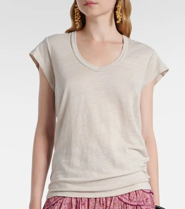 MARANT ETOILE Linen T-shirt - Beige