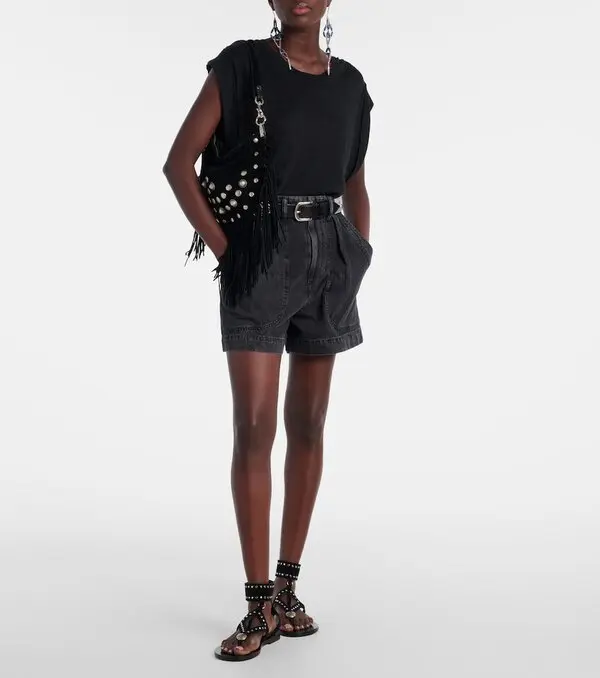 MARANT ETOILE Linen T-shirt - Black