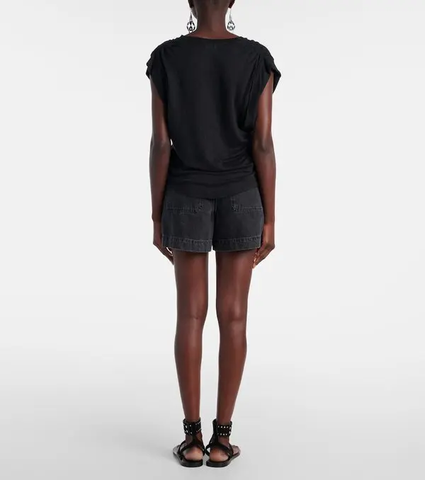 MARANT ETOILE Linen T-shirt - Black