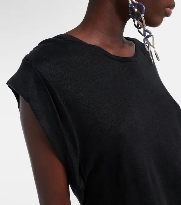 MARANT ETOILE Linen T-shirt - Black