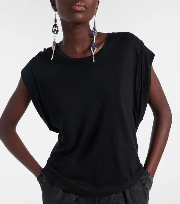 MARANT ETOILE Linen T-shirt - Black