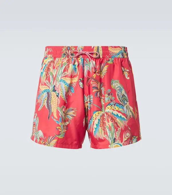 Etro Printed Swim Trunks - Red