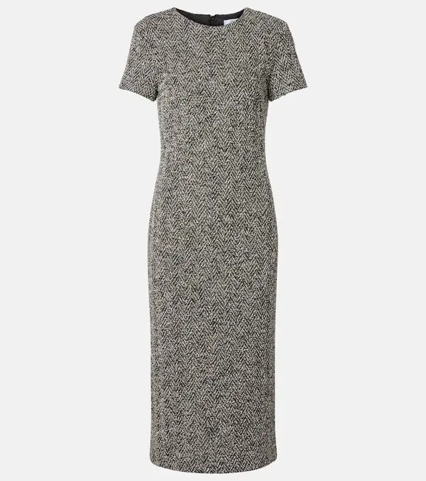 Max Mara Giugno Cotton And Wool-blend Midi Dress - Grey