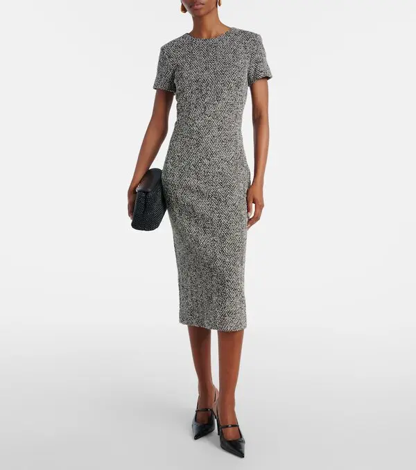 Max Mara Giugno Cotton And Wool-blend Midi Dress - Grey