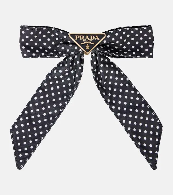 Prada Bow-detail Polka-dot Hair Clip - Black