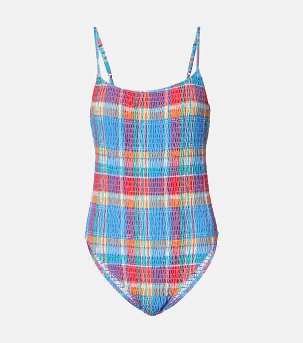 Polo Ralph Lauren Smocked Kennedy Checked Swimsuit - Multicoloured