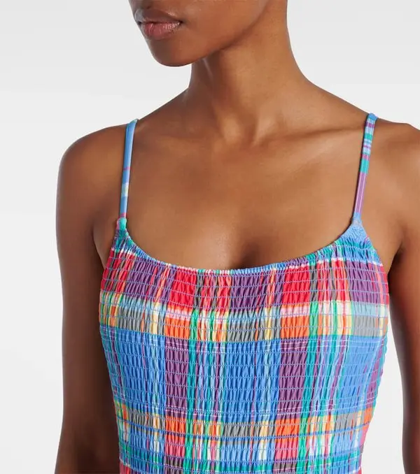 Polo Ralph Lauren Smocked Kennedy Checked Swimsuit - Multicoloured