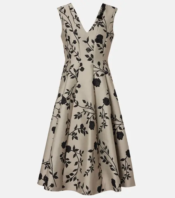 Max Mara Clea Floral Midi Dress - Beige