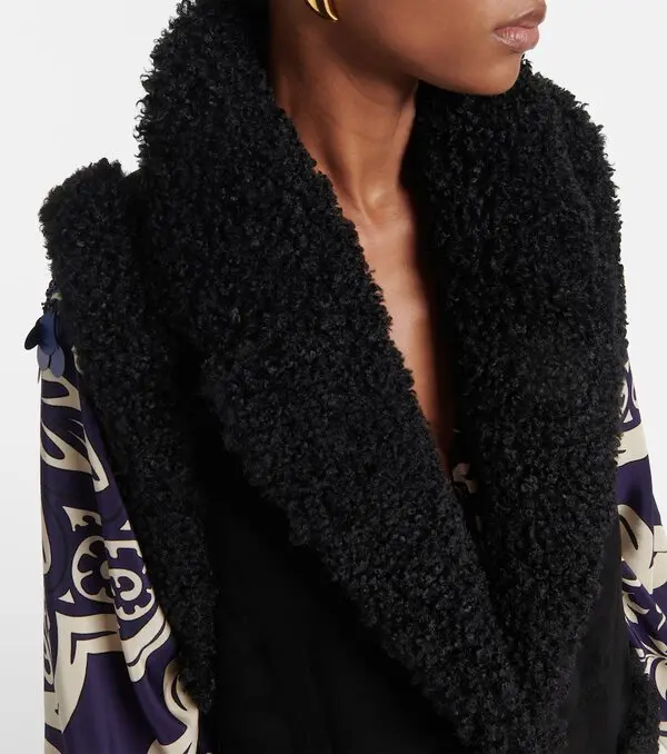 Johanna Ortiz Shearling-trimmed Suede Vest