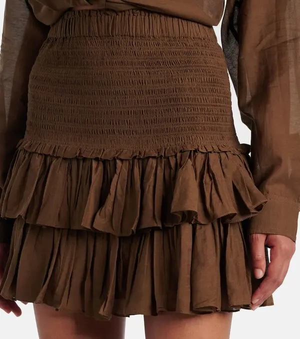 MARANT ETOILE Naomi Smocked Cotton-blend Miniskirt - Brown