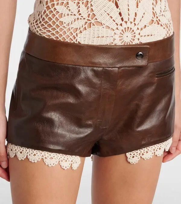 Magda Butrym Crochet Leather Shorts